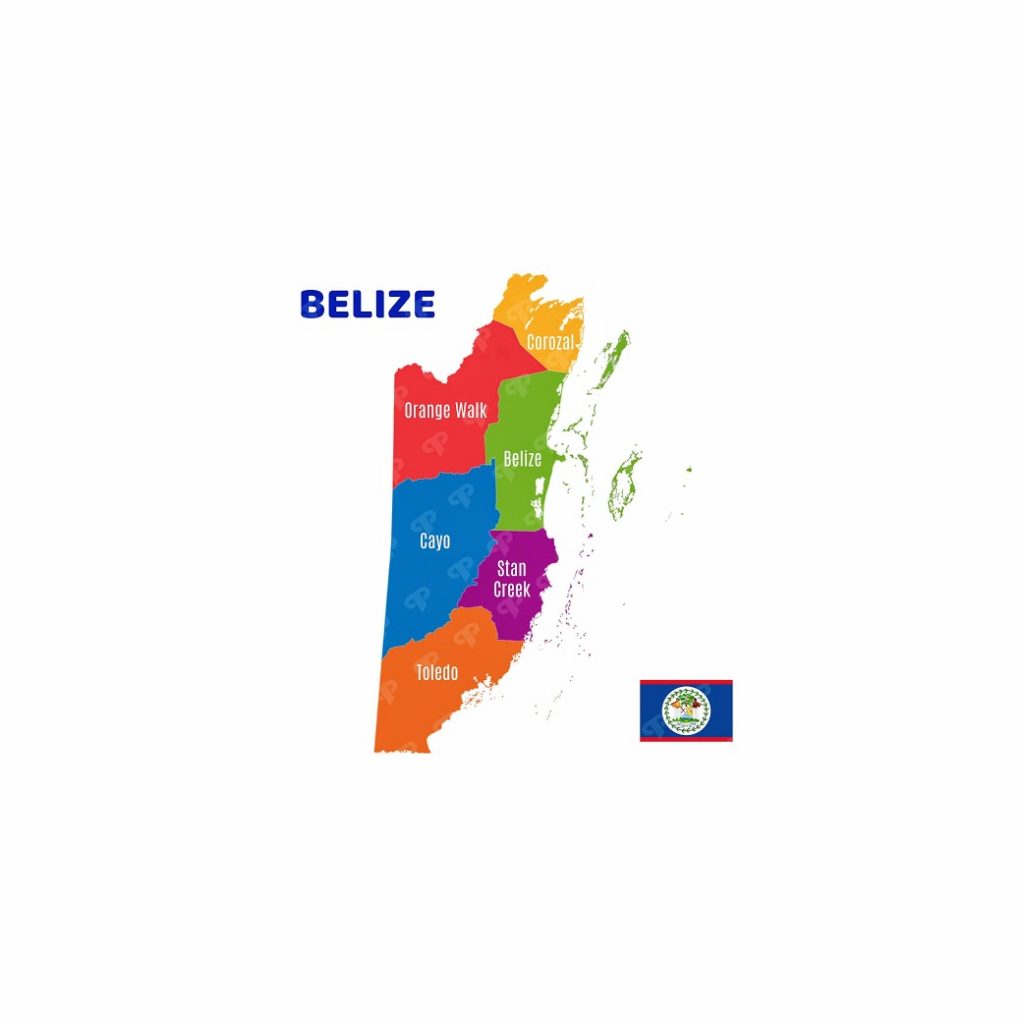 Belize Map National Flag and Geographical Borders Stock Vector | P&P group